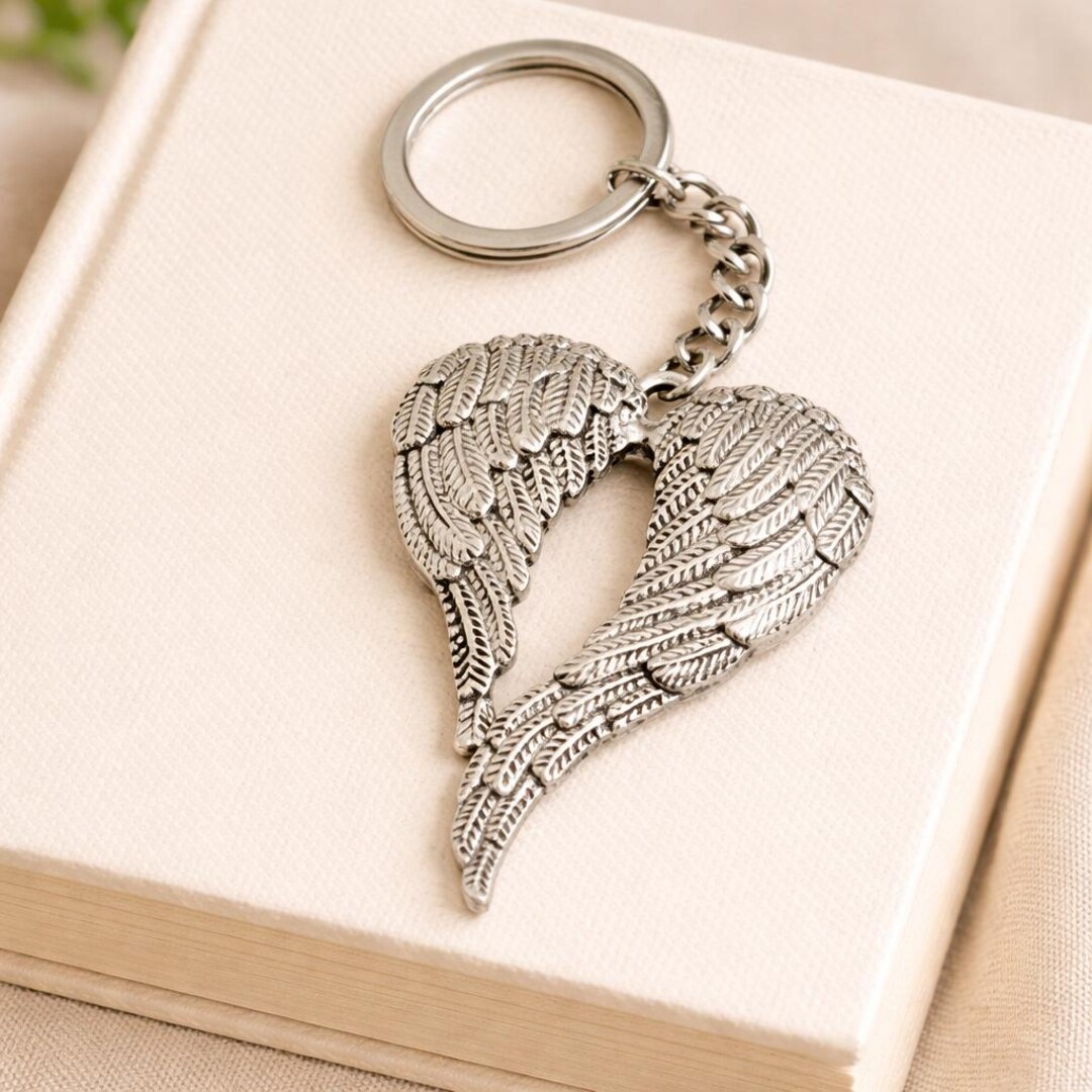 Angel Wings Keychain – Silver-tone Guardian Angel, Memorial Keepsake - Etsy