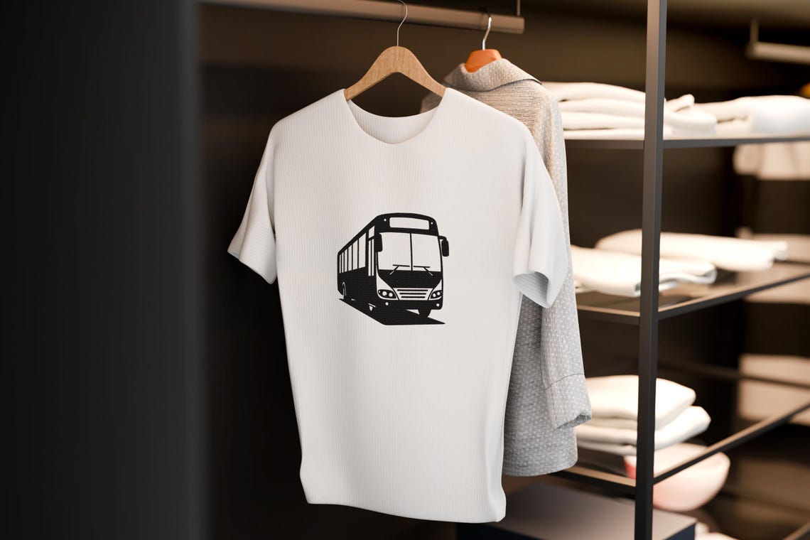 Bus Set Embroidery - Vehicle Digital Download - Black Bus Machine File ...