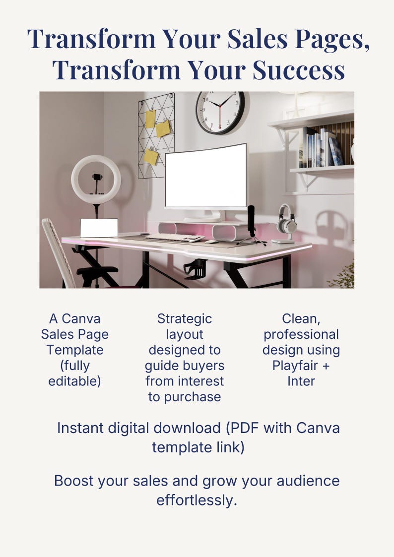 Canva Sales Template for Digital Products | Editable Page | Etsy ...