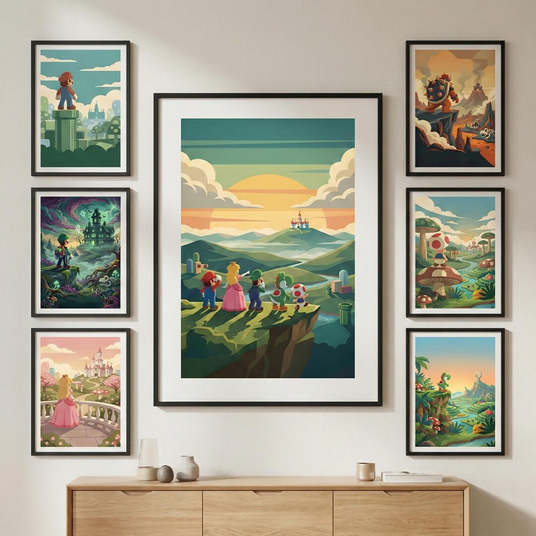 Super Mario Travel Poster Set | Vintage Game Art (digital Download ...