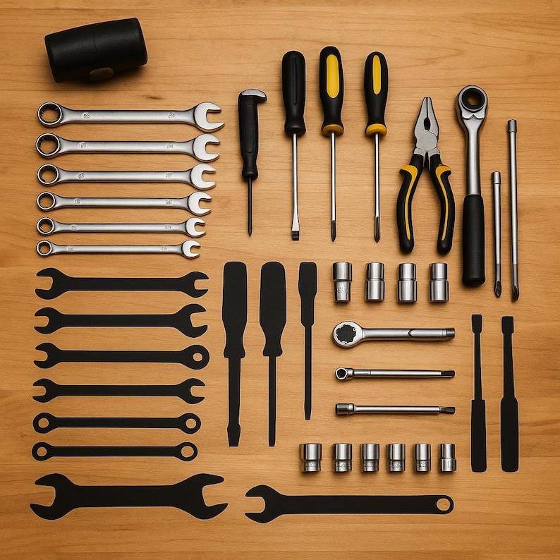 Mechanic Tool Outline Vinyl Kit • Custom Shadow Decals for Wrenches ...
