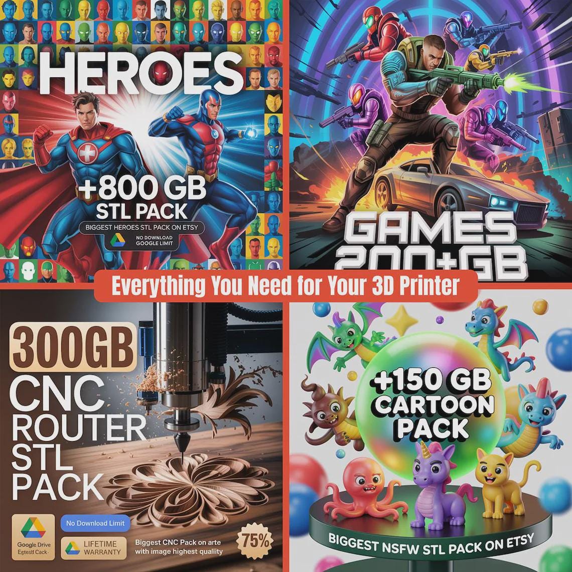 20,000,000+ STL 3D Models Library, 200 TB Mega Collection Commercial ...