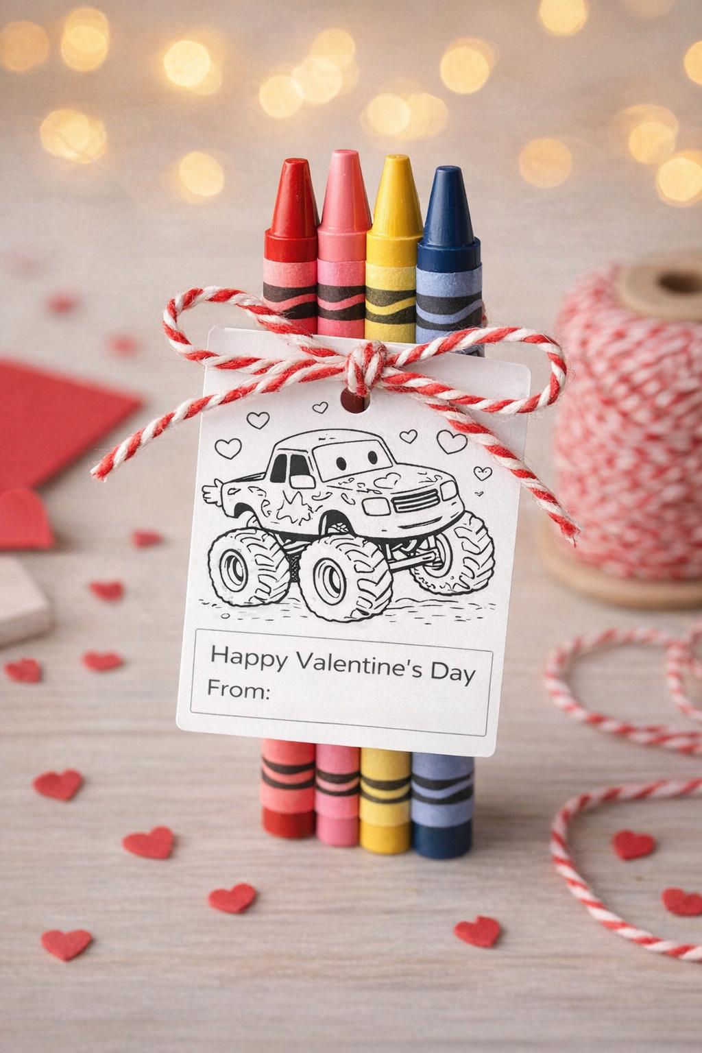 Monster Truck Valentine Coloring Cards Printable for Kids | Classroom ...