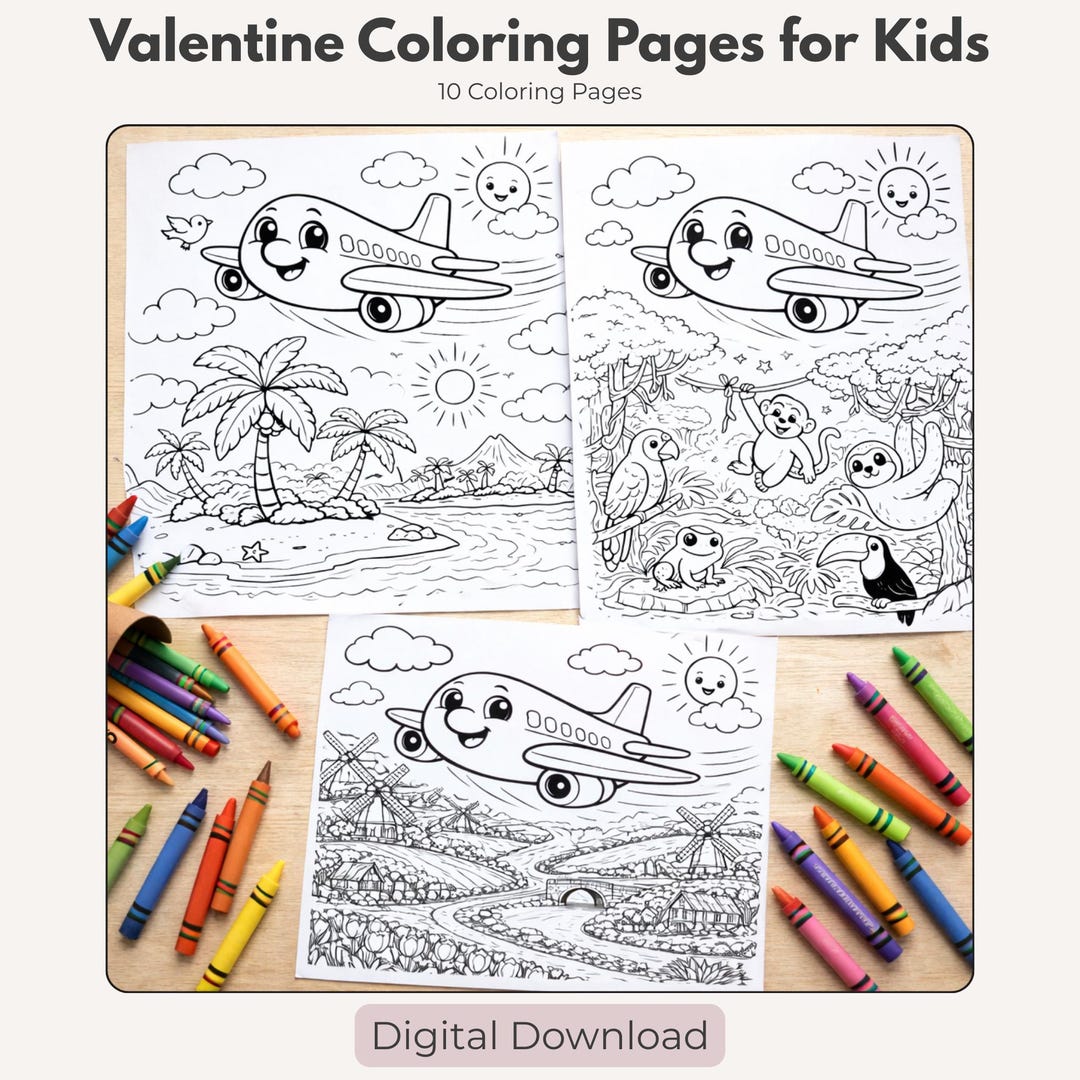 Traveling Coloring Pages Kids Airplane Printable Travel Activity ...