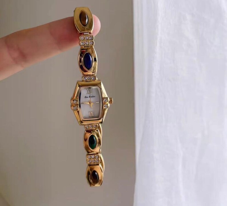 Steel Tone Women’s Watch With Natural Stone Evil Eye Design – Minimal ...