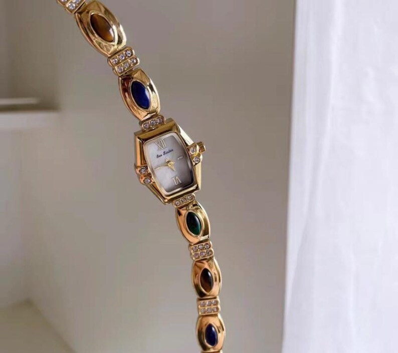 Steel Tone Women’s Watch With Natural Stone Evil Eye Design – Minimal ...