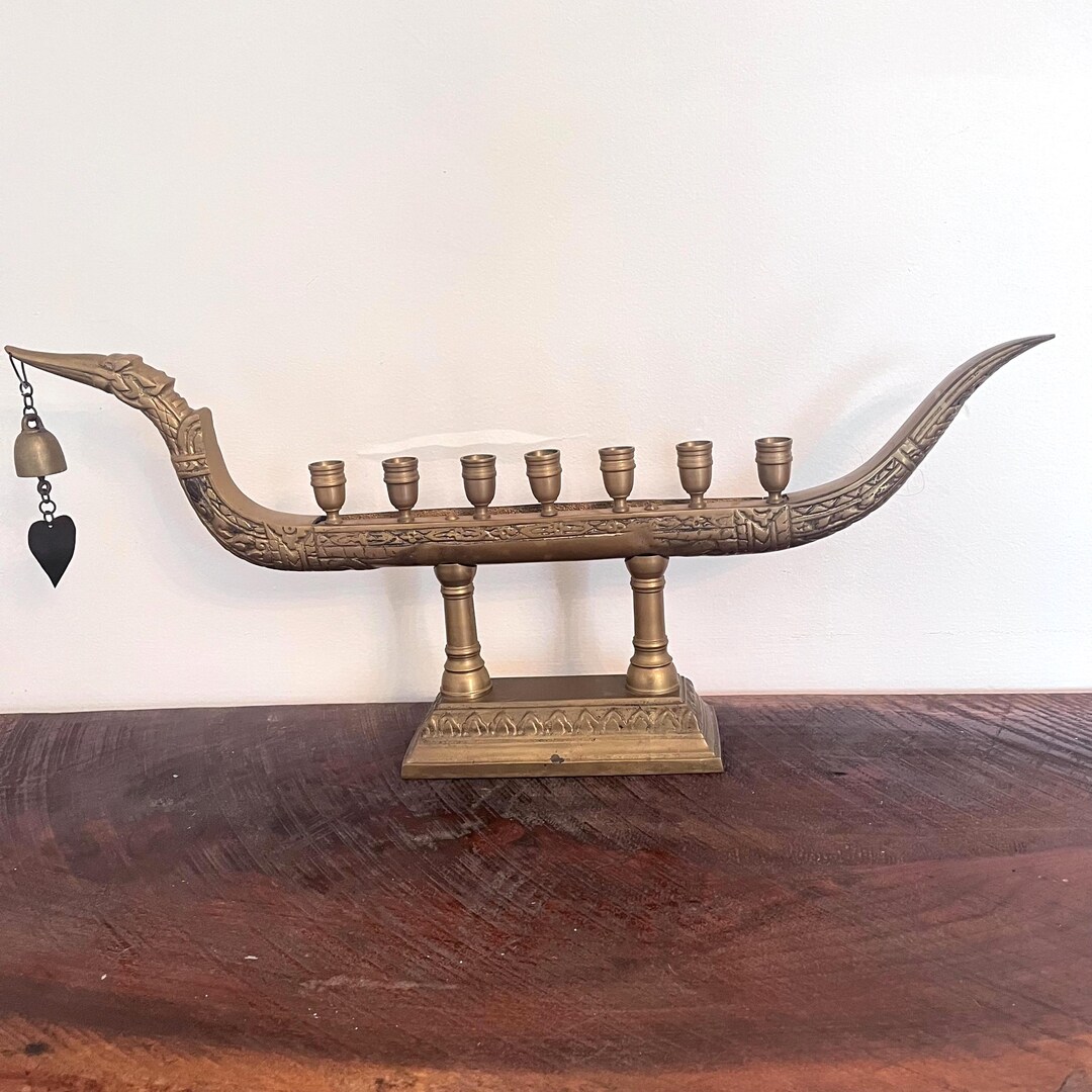 Midcentury Dragon Boat Suphannahong Candlestick Holder, Vintage Thai ...