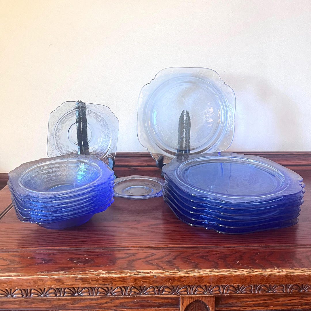 Recollection Blue Madrid Pattern Glassware, Indiana Glass Reproduction ...