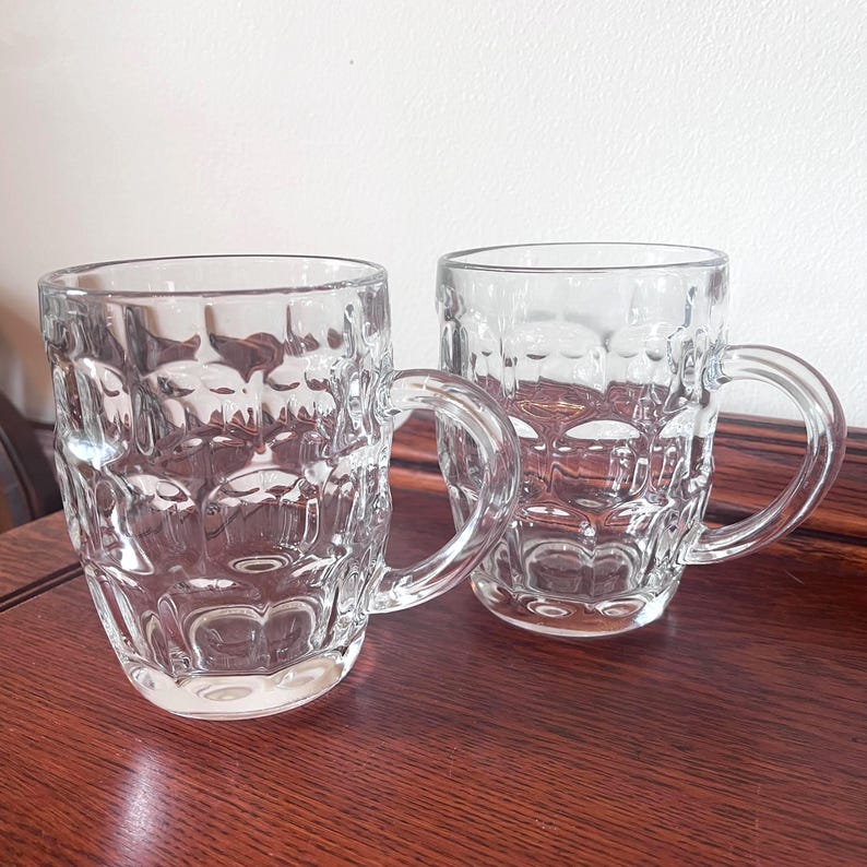 Set of 4 Arcoroc Luminarc Beer Mugs, Vintage Clear Glass Mugs, Textured ...