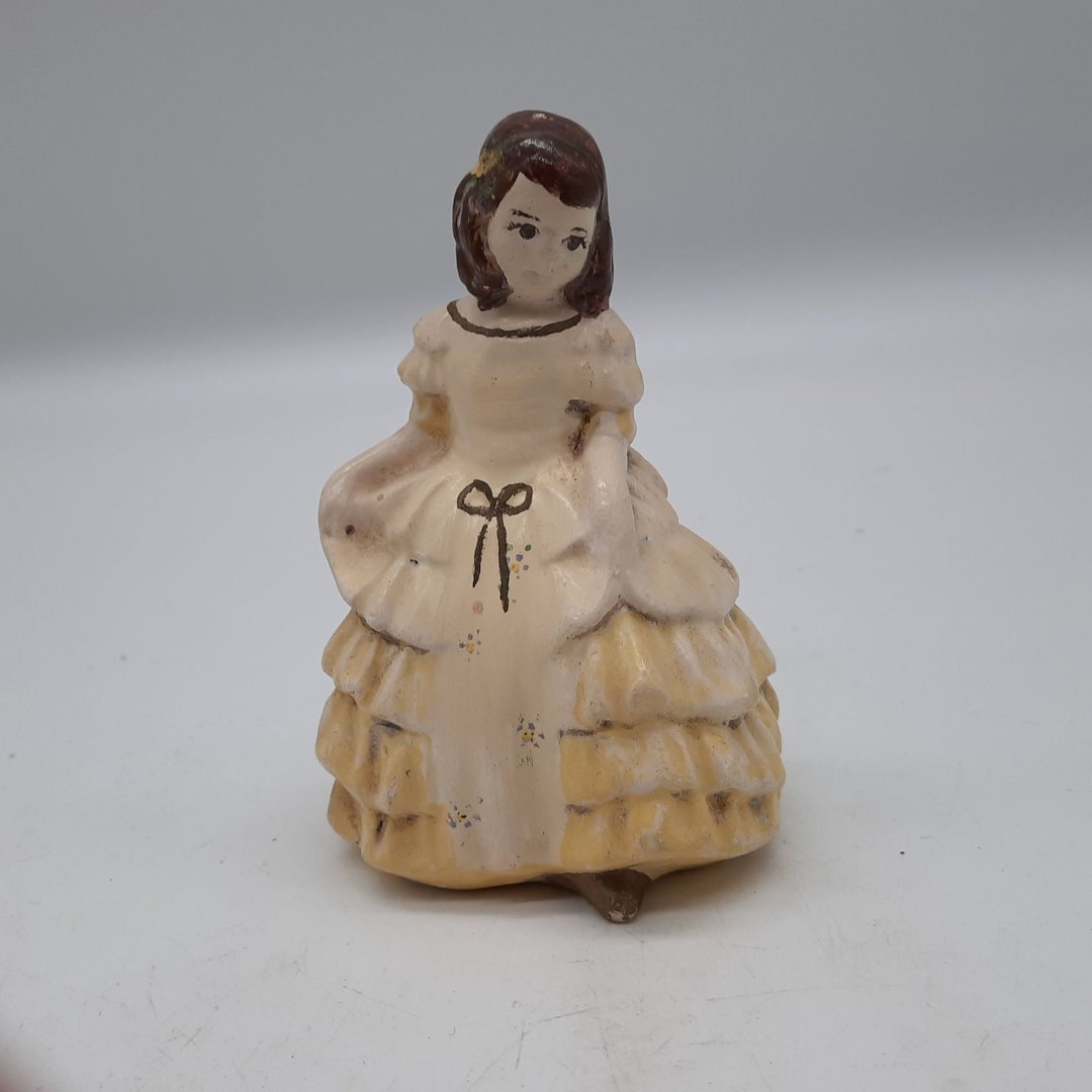 Vintage Chalkware Southern Belle Girl Figurine Brunette 1950s Hand ...