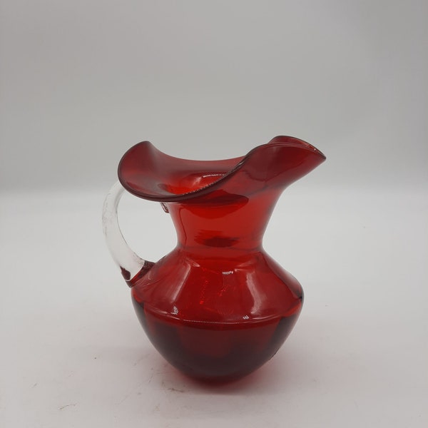 Red Glass Pitcher - Etsy