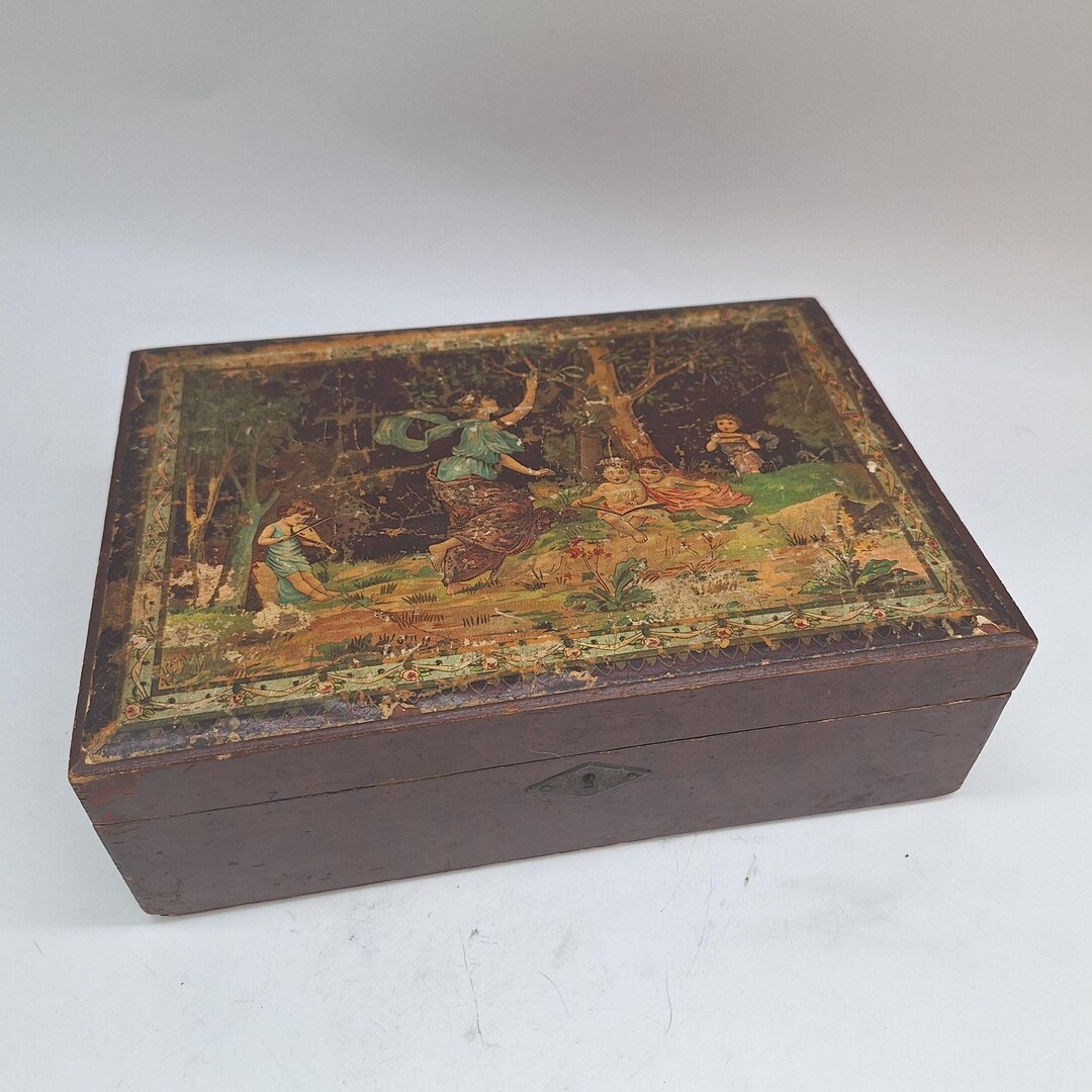 Antique Wood Box Woodland Nymph Lithograph French 12 X 8.5 X 4 - Etsy