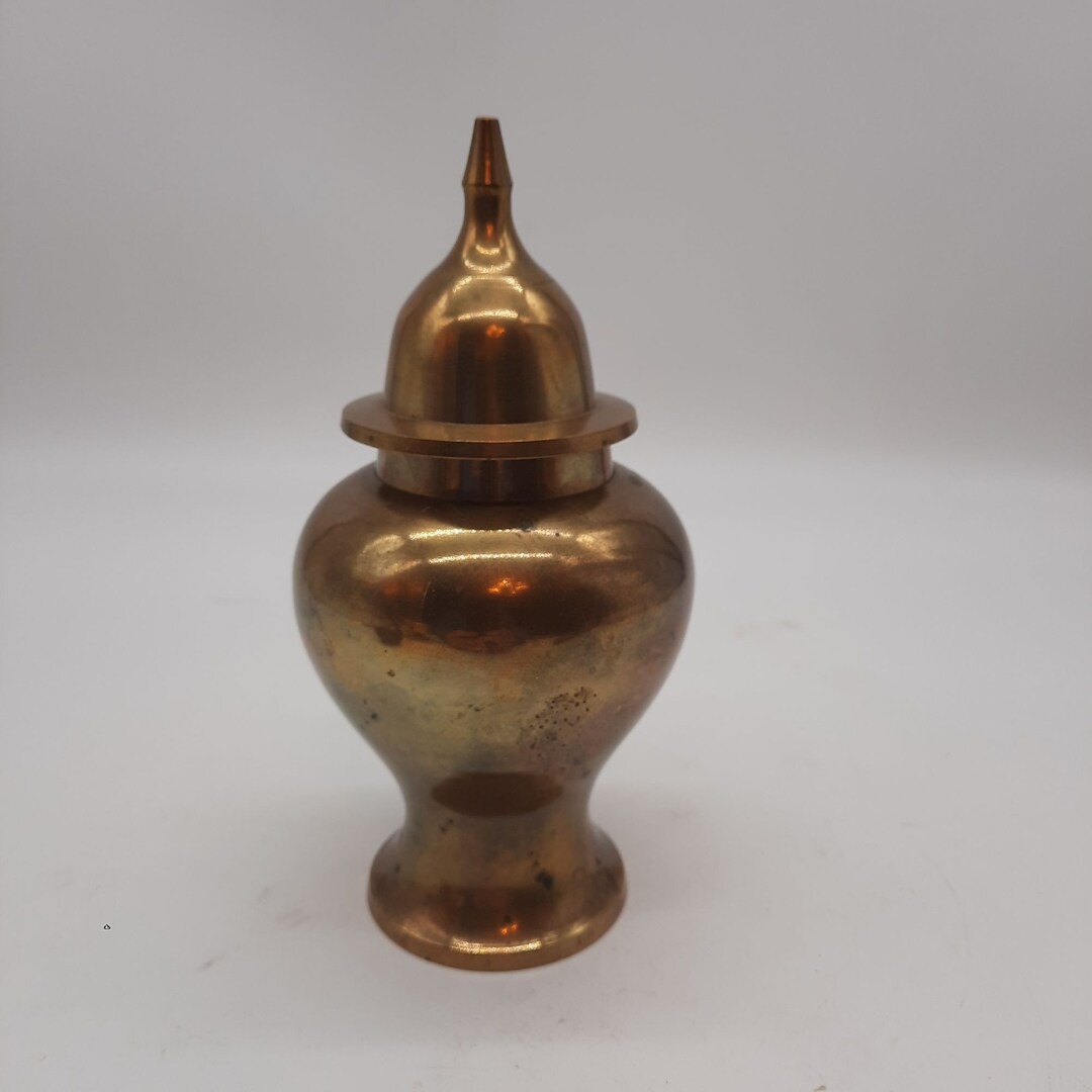 Vintage Solid Brass Ginger Jar Lidded Urn Boho Decor Made in India - Etsy