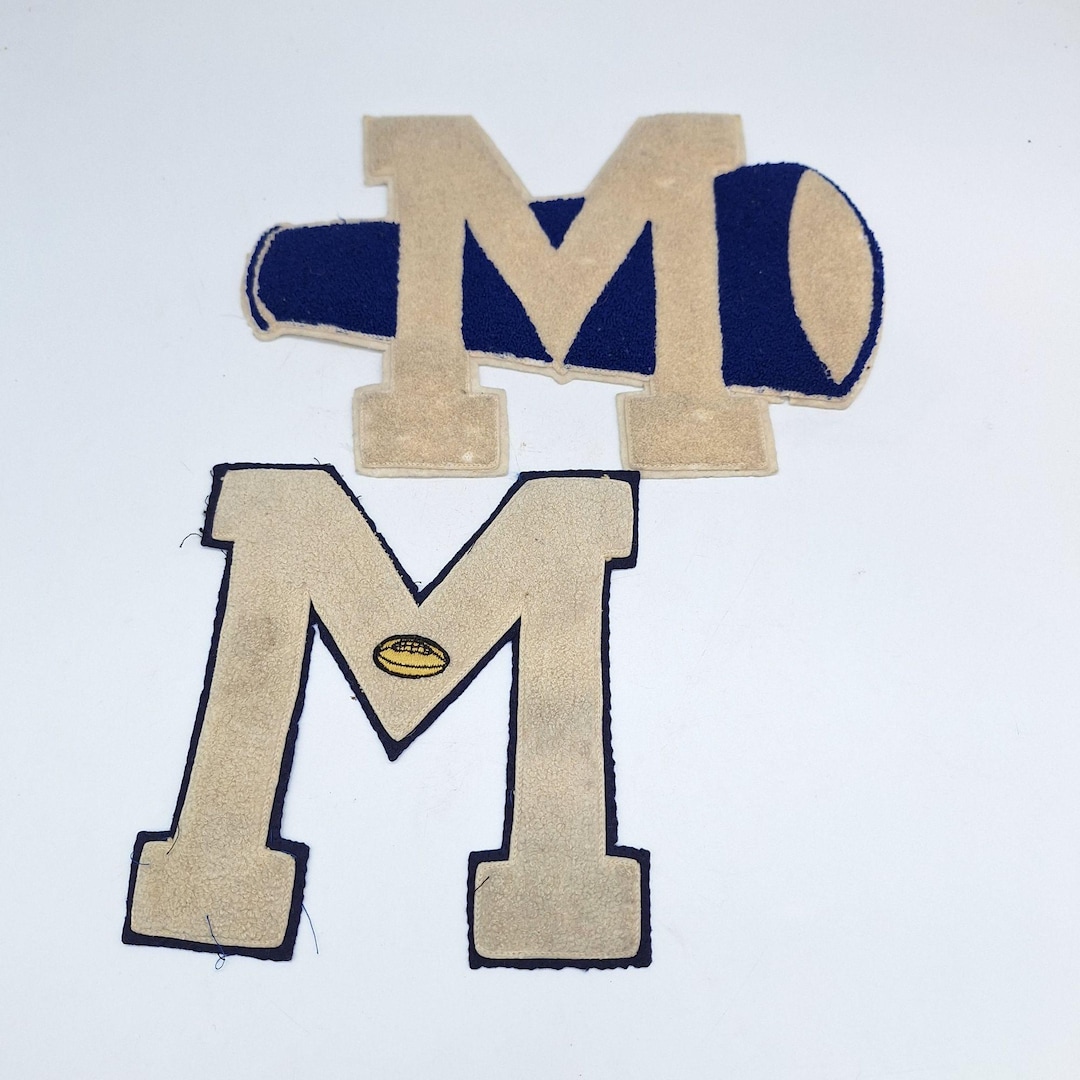 Vintage Mid Century Letterman Patches Football Cheerleading M Blue ...