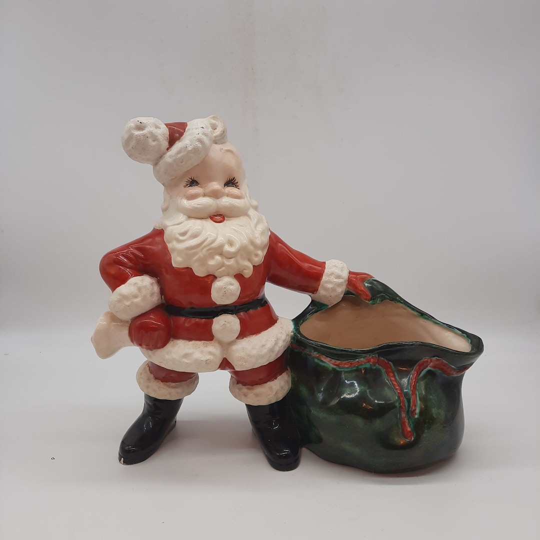 Vintage Santa With Toy Sack Planter Atlantic Mold Hand Painted ...