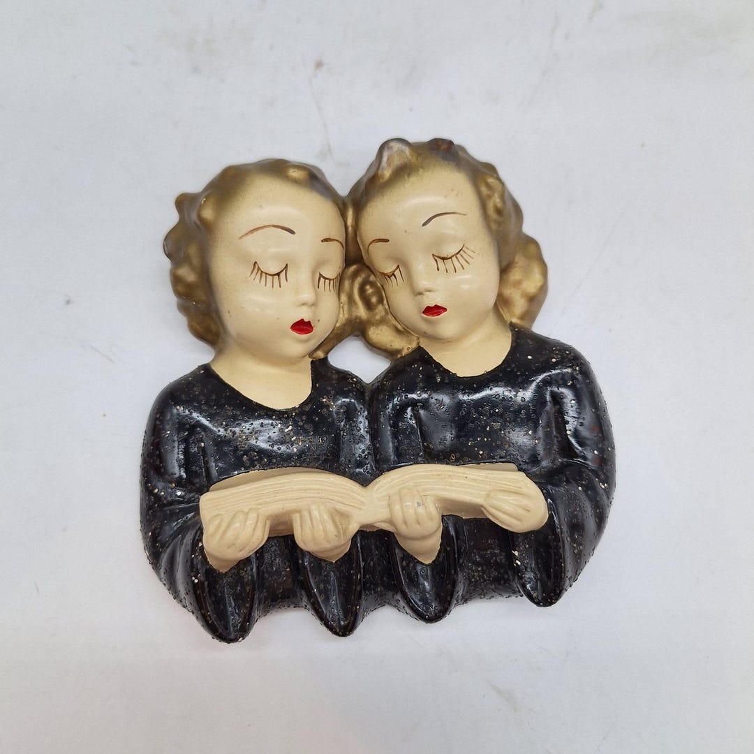 Chalkware Choir Angels Girls Singing Christmas Wall Decor Religious ...