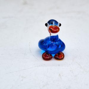 Blown Glass Blue Clear Duck Bird Miniature Handmade Animal 1" X 1" X 1/ ...