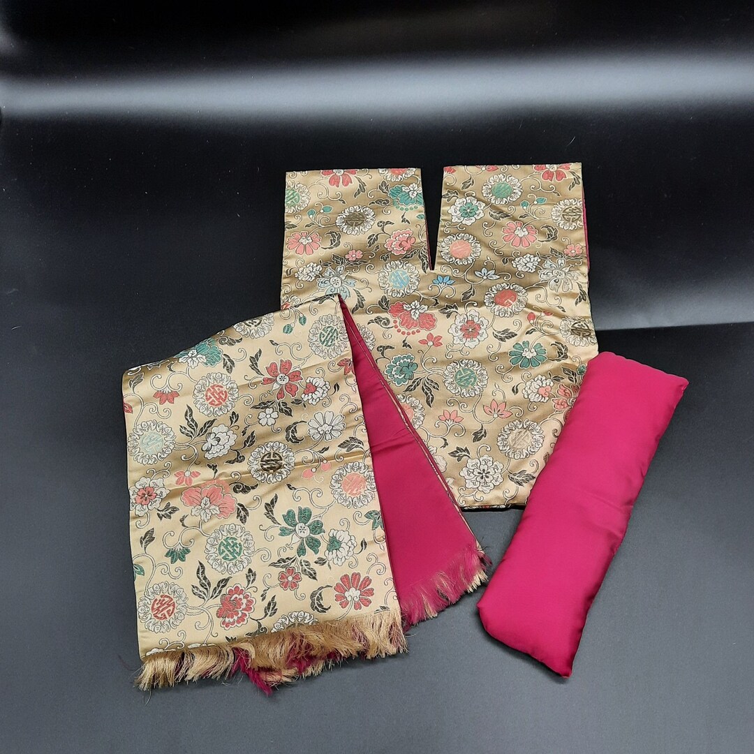Vintage Silk Lingerie Bag Table Scarf Sash Sachet Boudoir Set Asian ...
