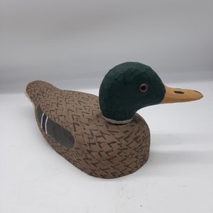 Vintage 1987 Hand Carved Wooden Duck Decoy Signed - Etsy