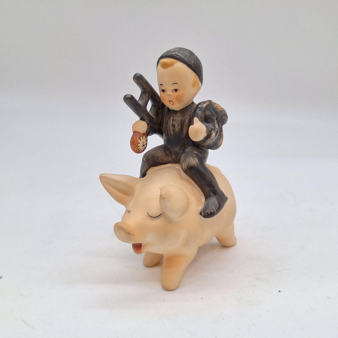 Chimney Sweep Boy Riding Pig Goebel W. Germany Ceramic Figurine Good ...