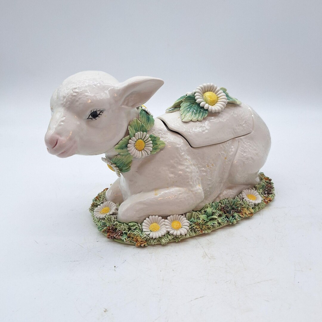 Vintage Italian Majolica Lamb Sheep Tureen Lidded Canister Meiselman ...