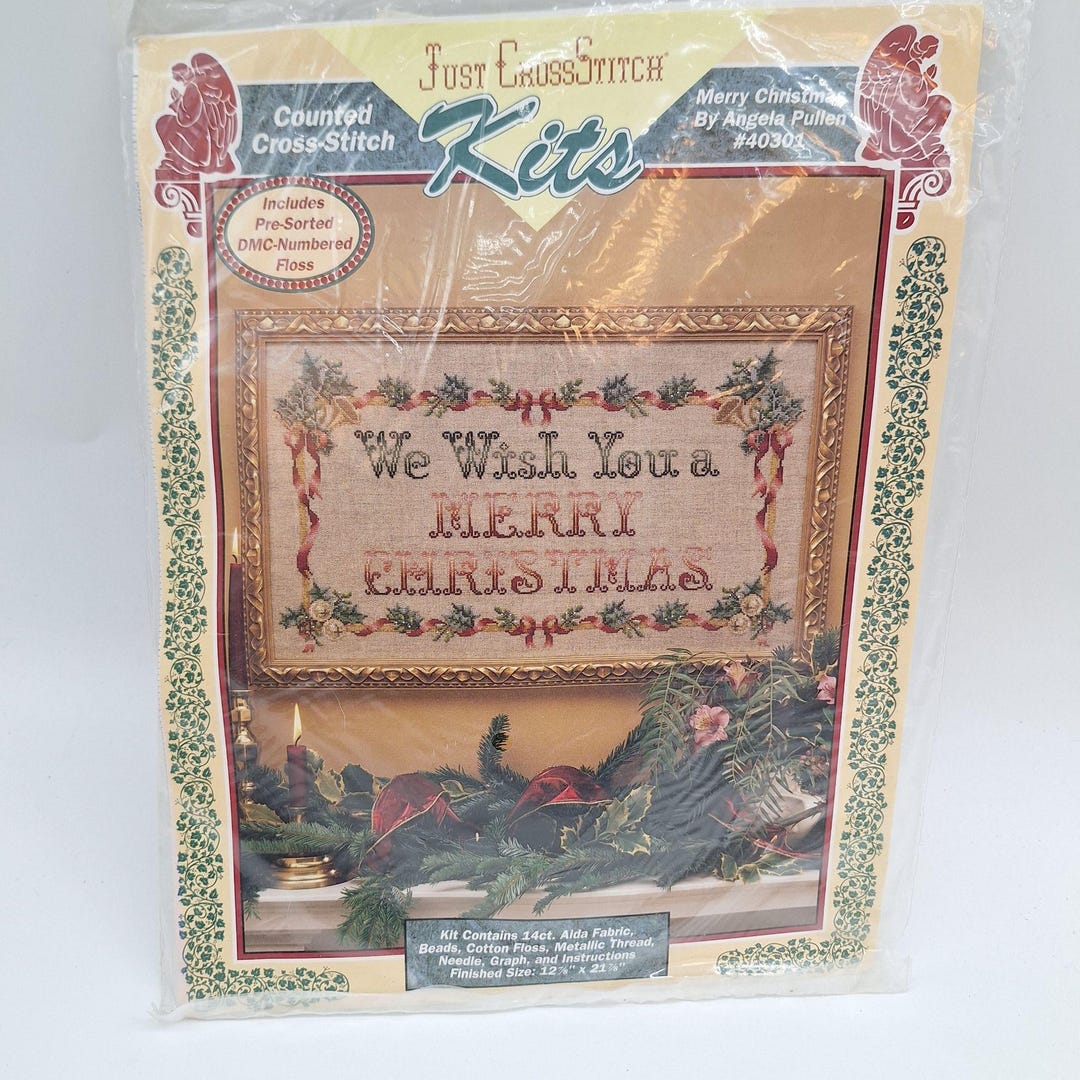 Merry Christmas Cross Stitch Sampler Kit Country Holiday Crafts Sealed ...
