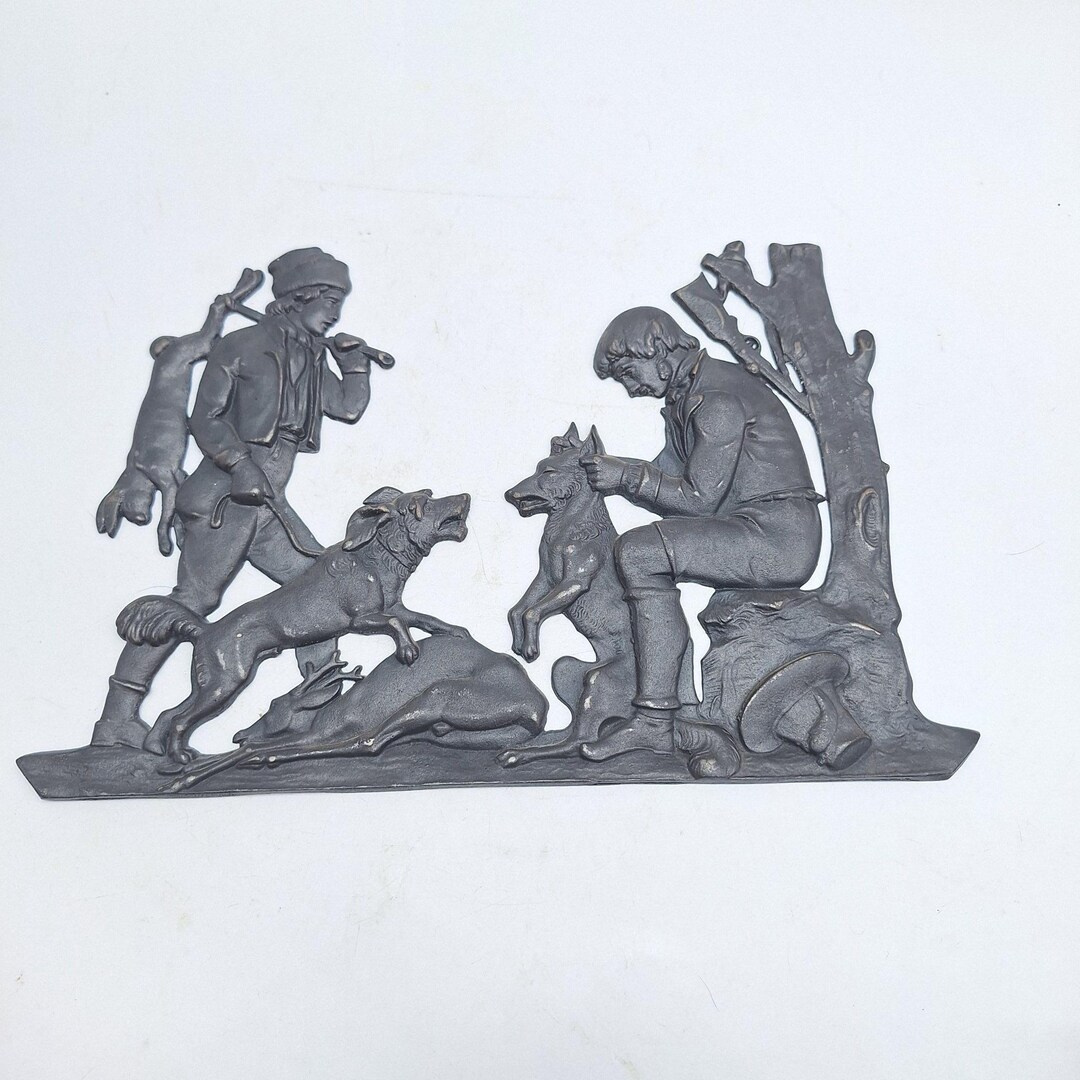 Cast Metal Hunting Scene Wall Decor: German Hunters, Dogs, Stag - Etsy