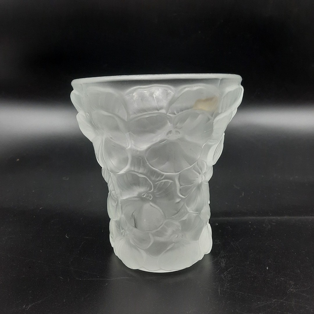 Pansy Satin Glass Vase Josef Inwald, Weil Frosted Art Glass Flowers ...
