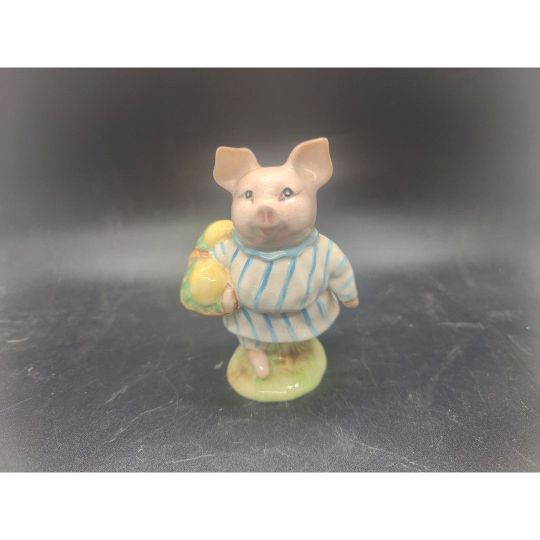 Vintage Beswick Beatrix Potter Little Pig Robinson Gold Oval Figurine ...
