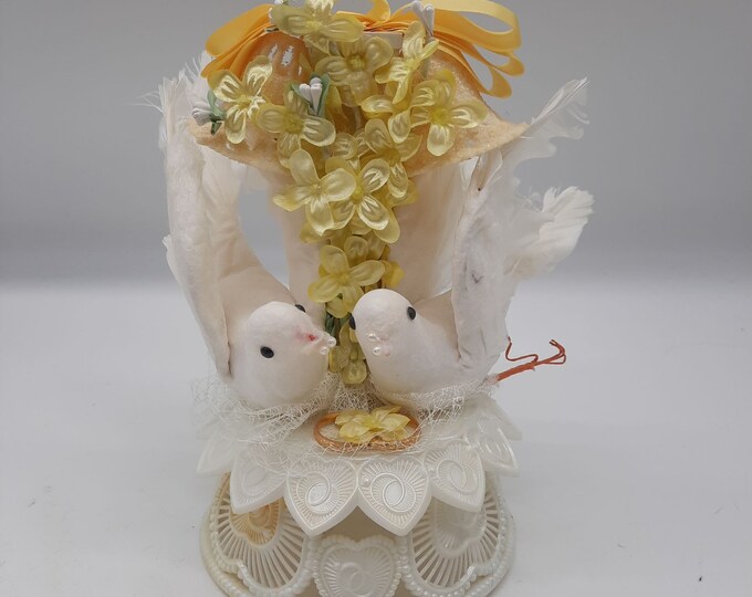 Vintage 1973 Plastic Doves Bells Flowers Wedding Cake Topper Amidan ...
