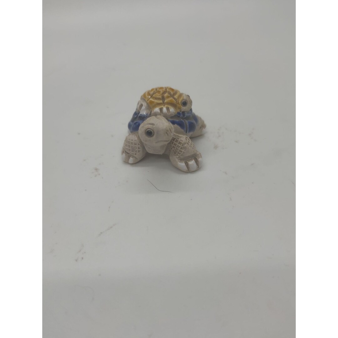 Vintage Ceramic Tortoise Miniature With Baby on Back - Etsy