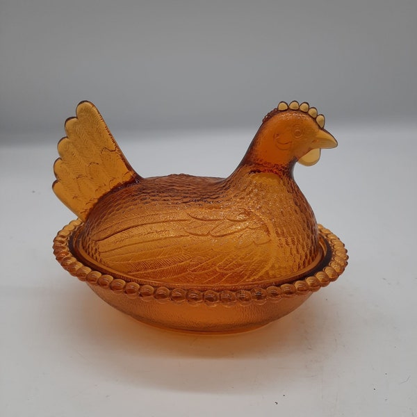 Amberina Glass Hen on Nest Chicken - Etsy