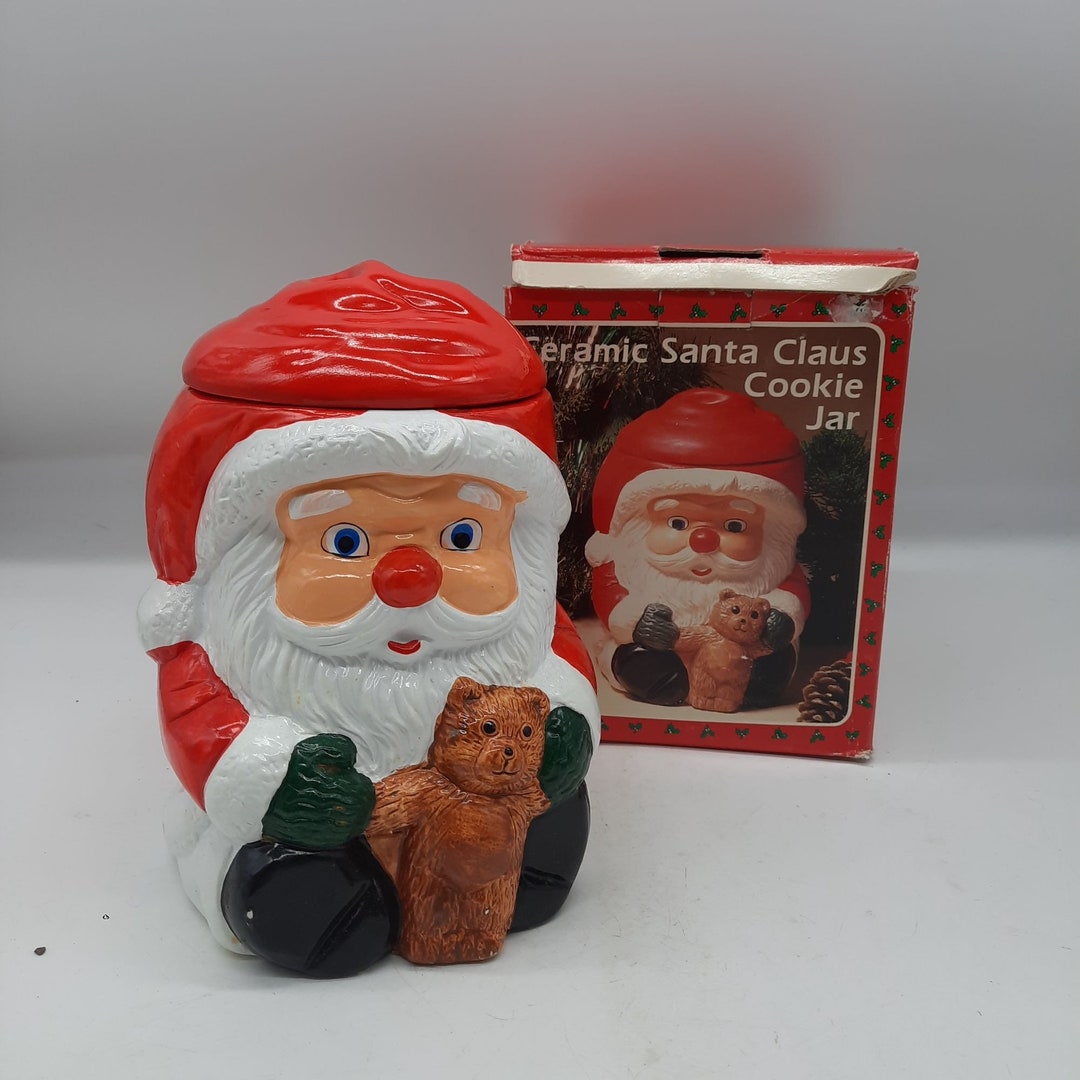 Vintage Ceramic Santa Clause Christmas Cookie Jar Hand Painted Original ...
