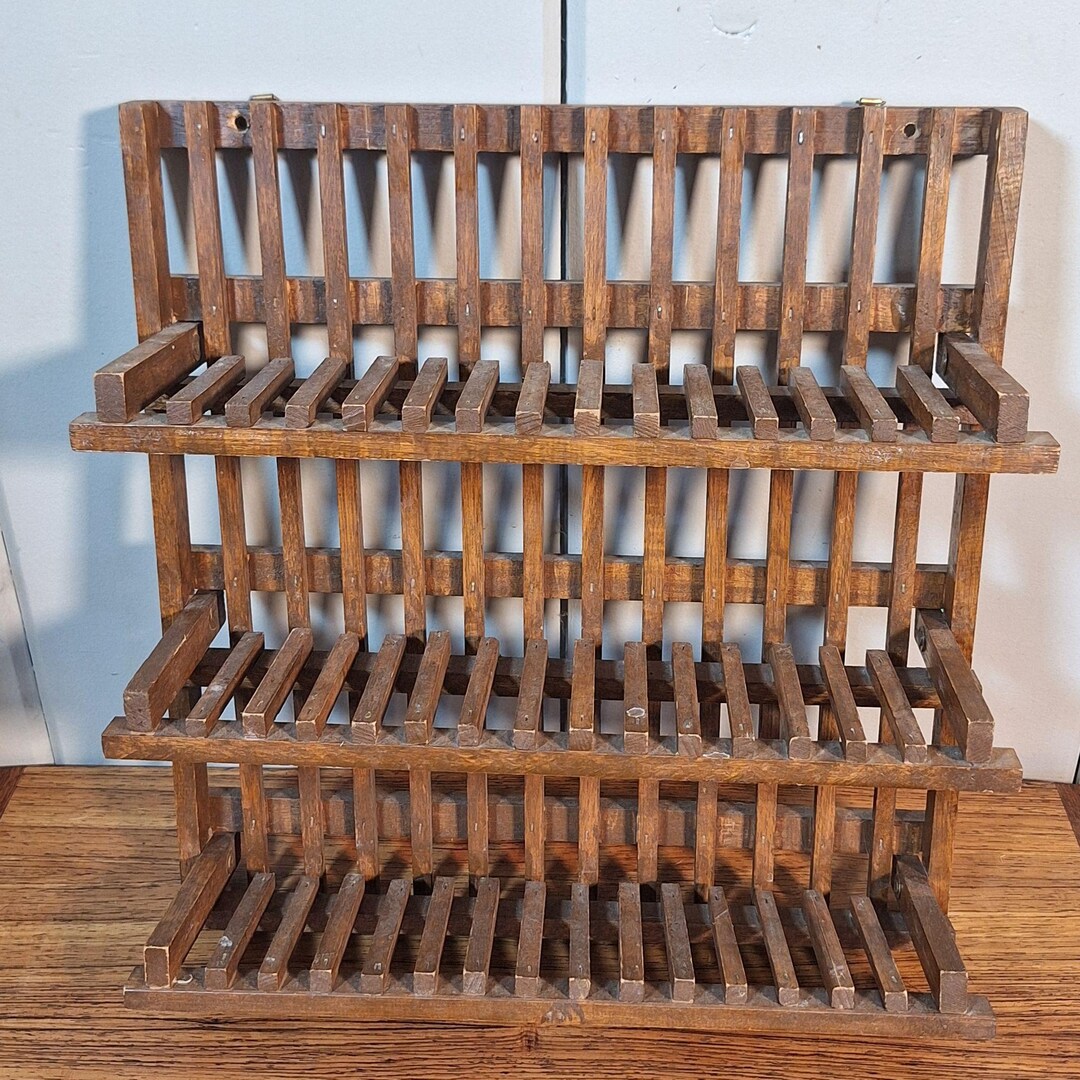 Vintage Collapsable Foldable Shelf 3 Tiers Rustic Dark Wood 15" X 14.5 ...