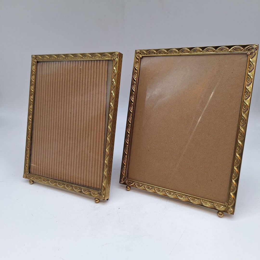 Ornate Gold Color Picture Frames Ball Feet Vintage 8.5 X 11 Pair ...