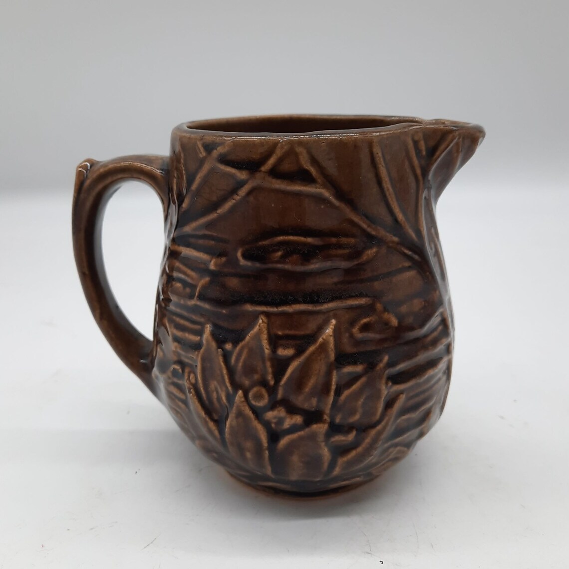 Vintage 1930's Mccoy Water Lily Pitcher Brown Onyx Glaze - Etsy