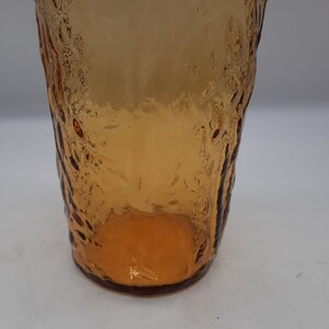 Vintage Seneca Morgantown Glass Vase Amber Crinkle Driftwood Bark ...