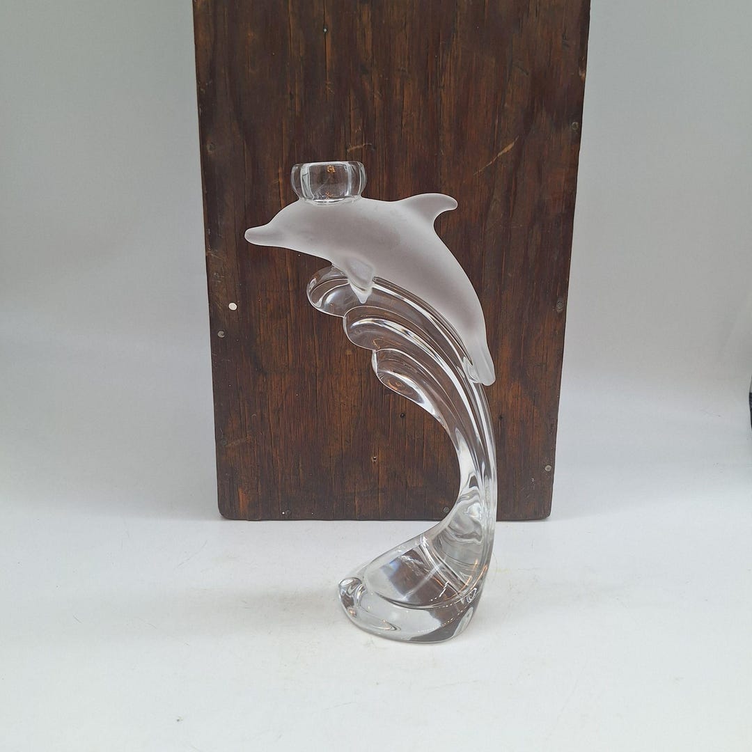 Vintage Lenox Dolphin Candle Holder: Frosted Glass Art Deco Nautical ...