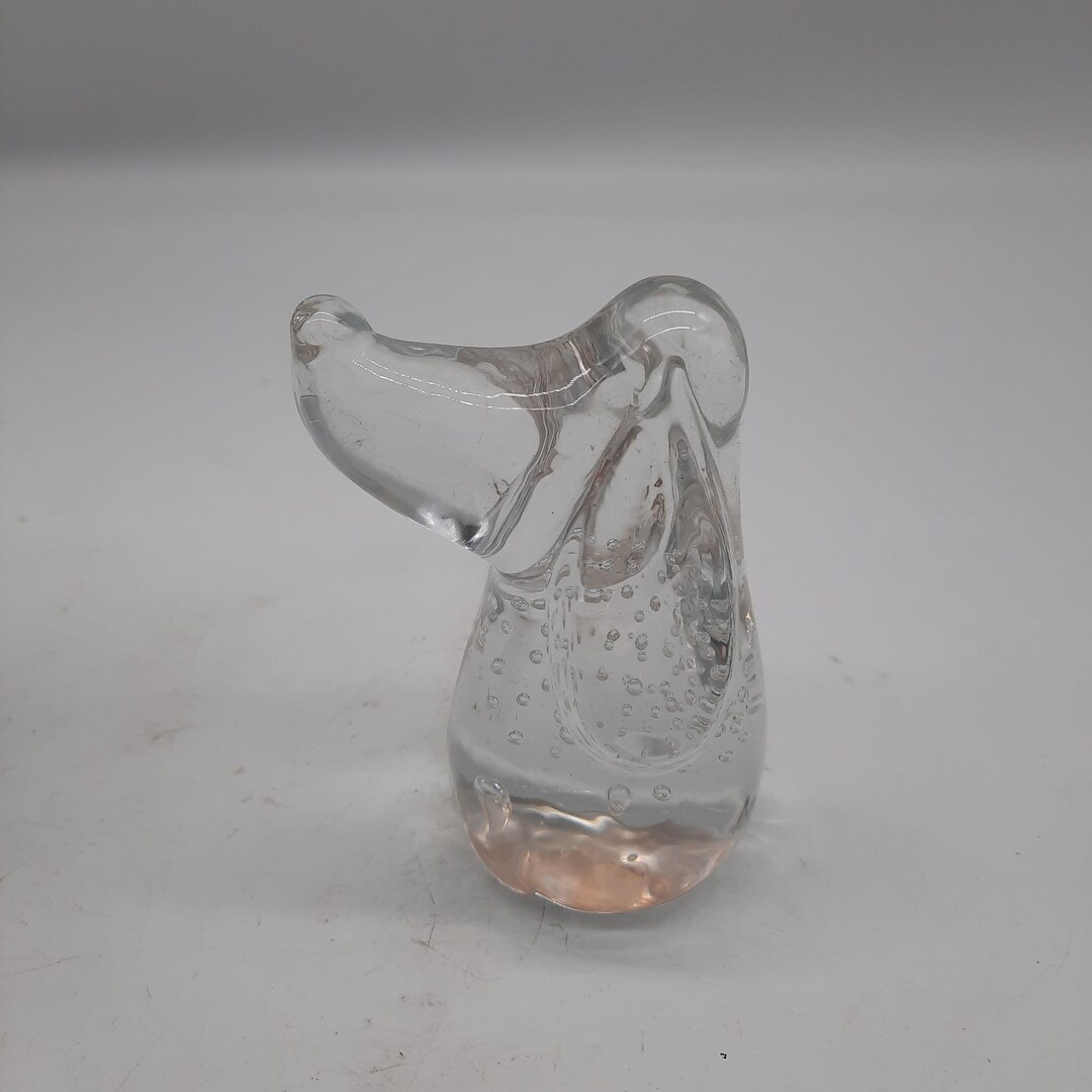 Vintage Glass Dog Paperweight Clear Glass Controlled Bubble - Etsy