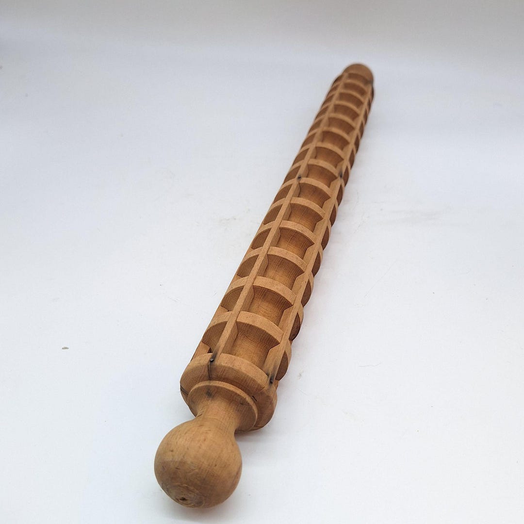 Ravioli Rolling Pin Vintage Wood Pasta Making Kitchen Utensil Cooking ...