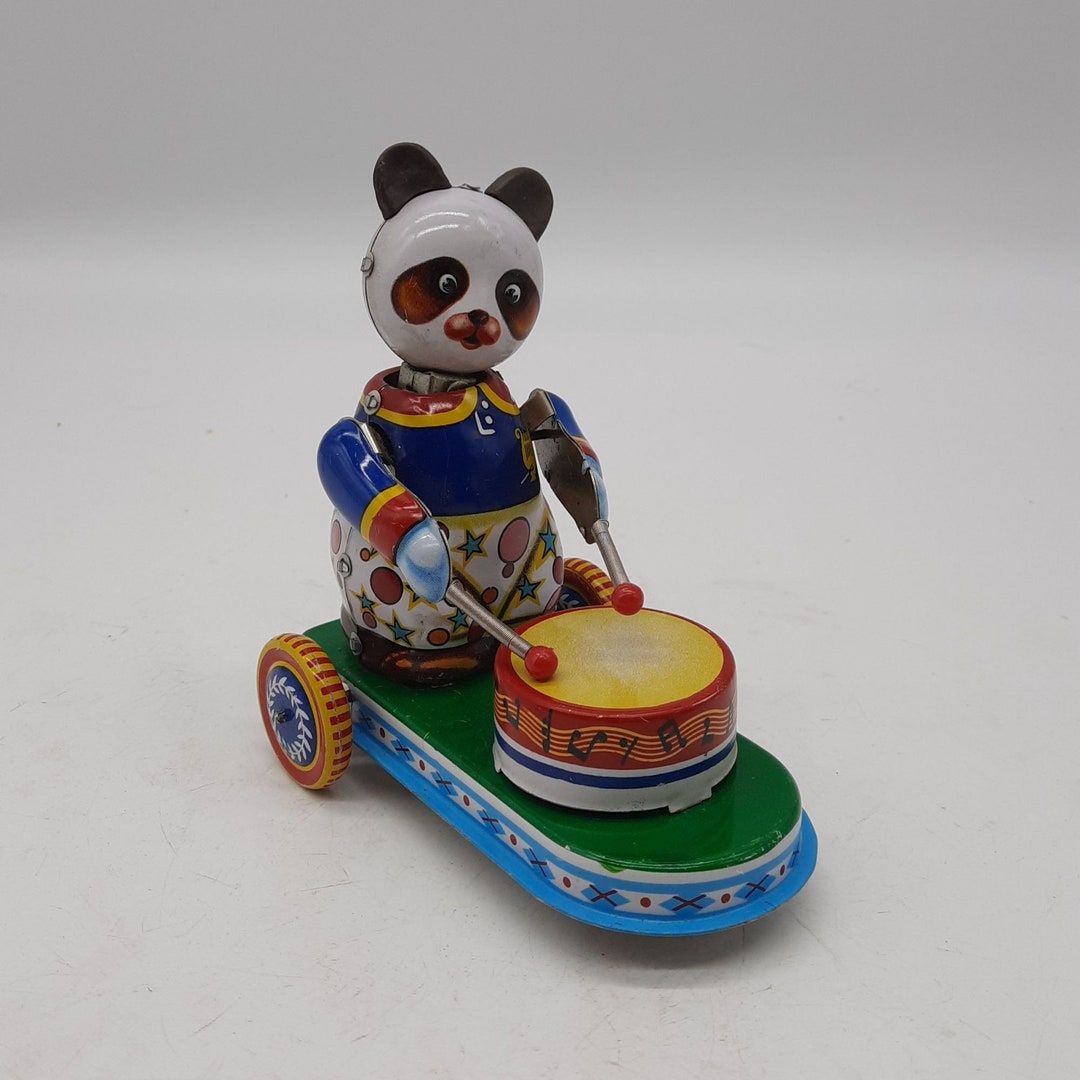 Vintage 1970s Wind up Tin Toy Panda Bear Drumming Lithograph - Etsy