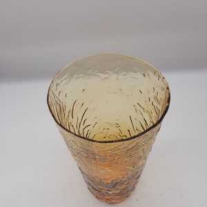 Vintage Seneca Morgantown Glass Vase Amber Crinkle Driftwood Bark ...
