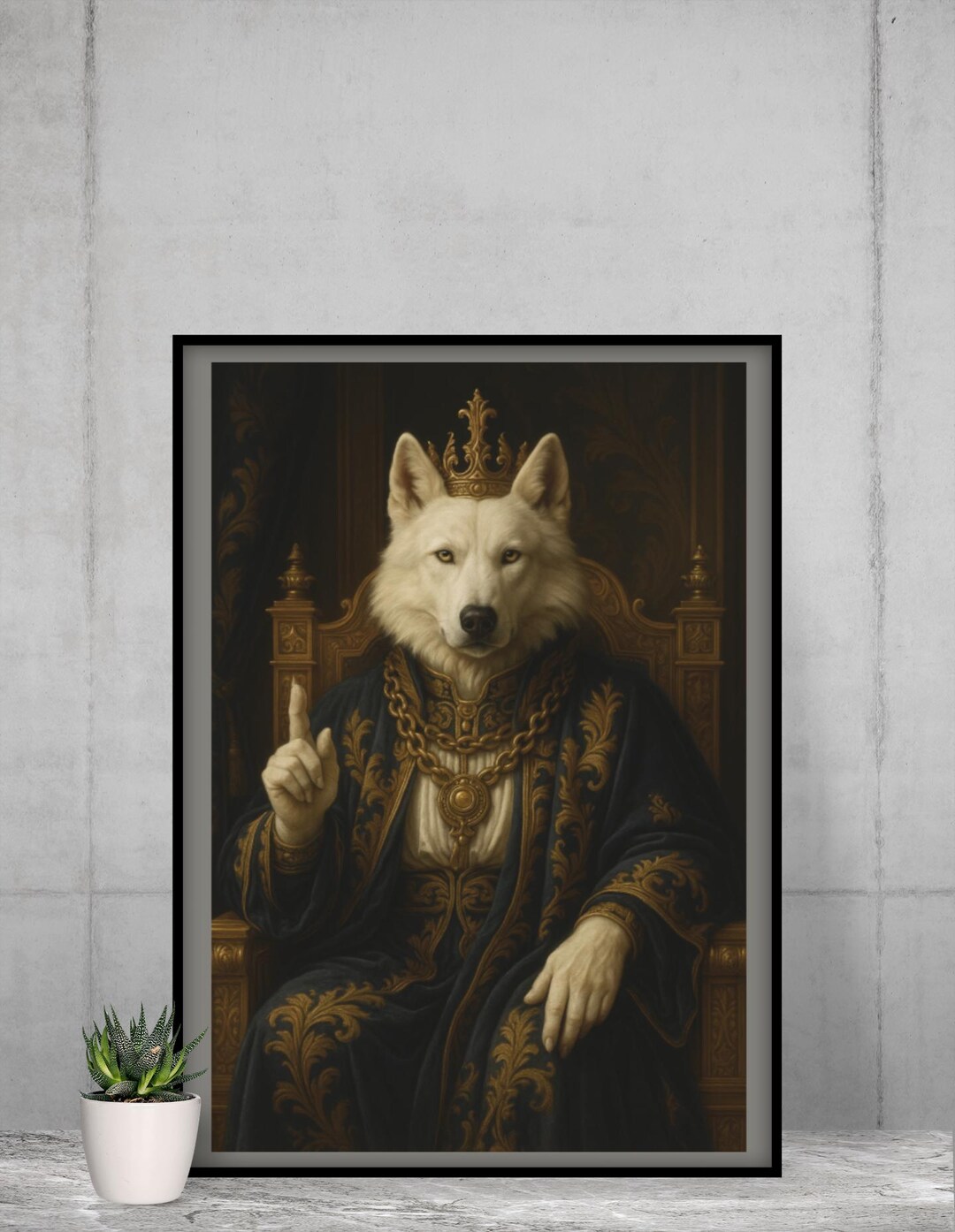 Regal Wolf Portrait Canvas Wall Art Luxury Royal Baroque - Etsy UK