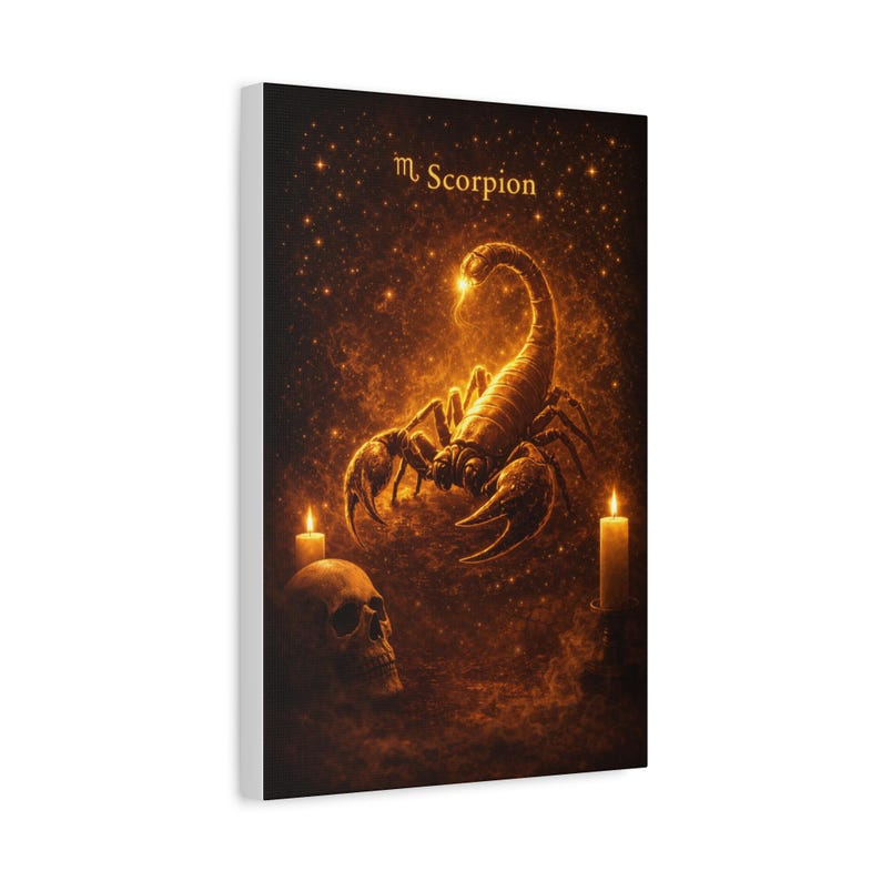 Scorpion Zodiac Wall Art Canvas - Dark Golden Scorpion Astrology ...