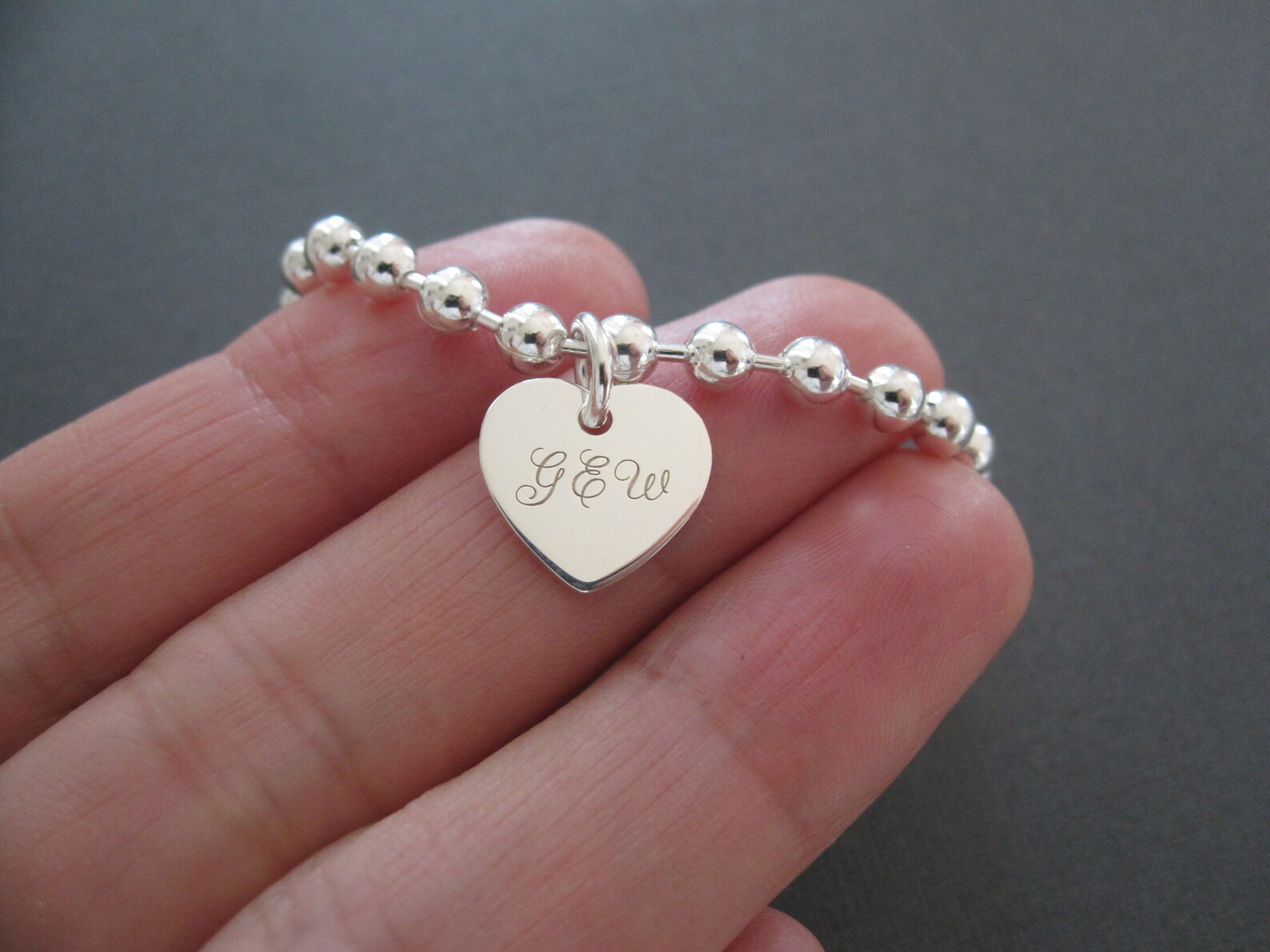 Personalized Sterling Silver Engraved Name Heart Charm | Etsy