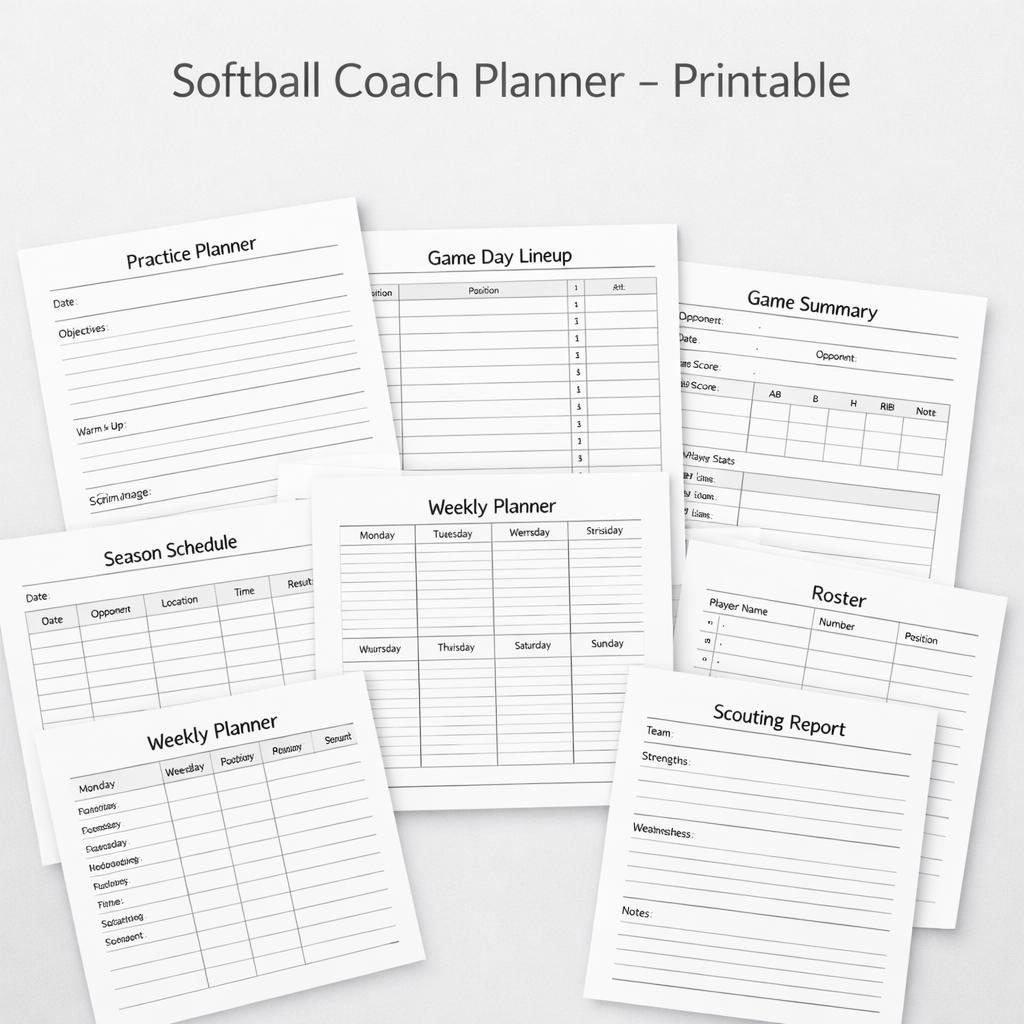 Softball Coach Planner Printable, Team Organizer (PDF Download) - Etsy