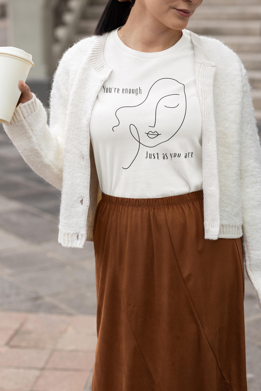 Youre Enough Line Art Face T-shirt | Encouragement Graphic Tee - Etsy