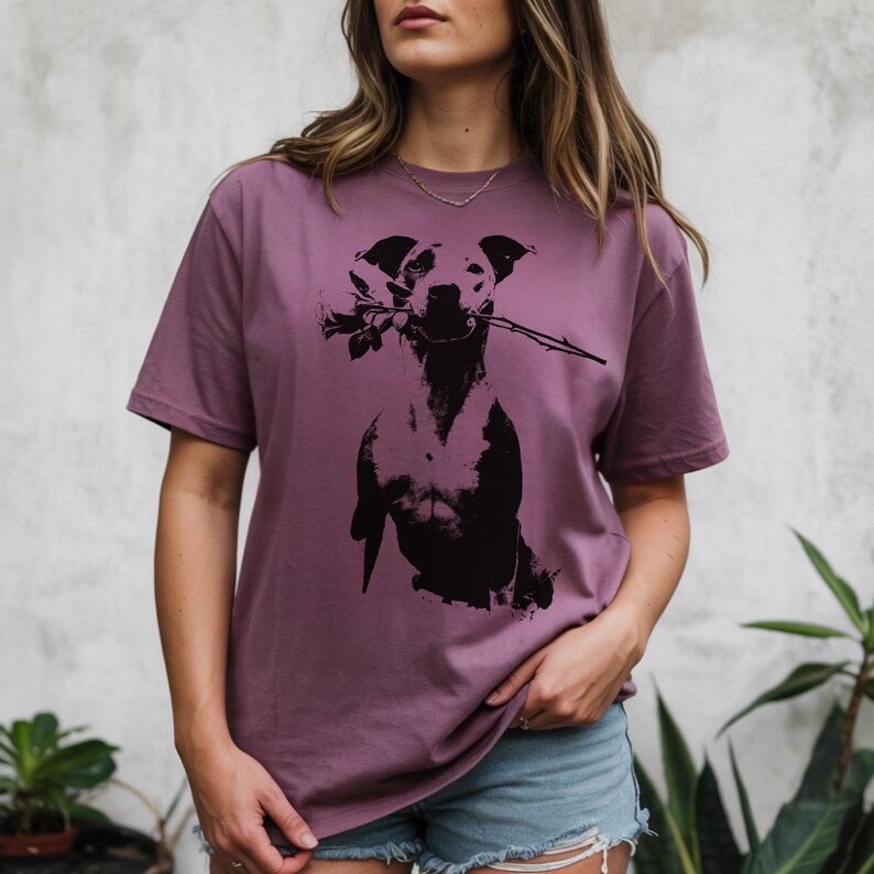 Pitbull Rose Shirt| Floral Dog Lover Tee, Pit Bull Mom Gift, Rescue Dog ...