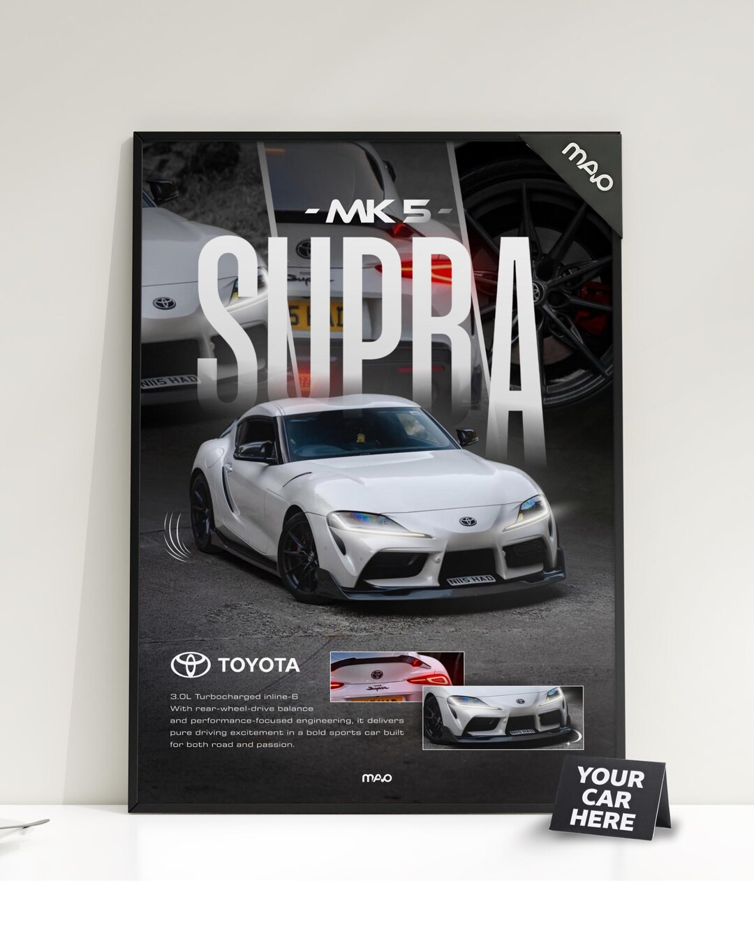 Custom Car Poster | Toyota Supra MK5 | 3-panel Automotive Wall Art - Etsy