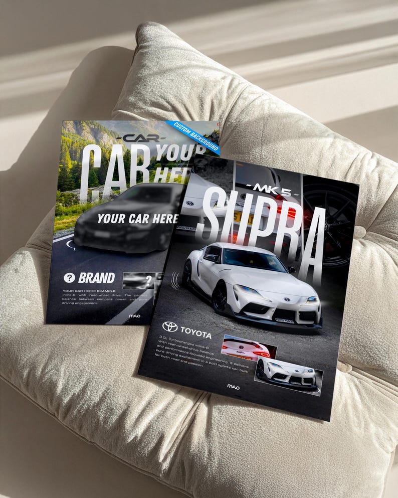 Custom Car Poster | Toyota Supra MK5 | 3-panel Automotive Wall Art - Etsy